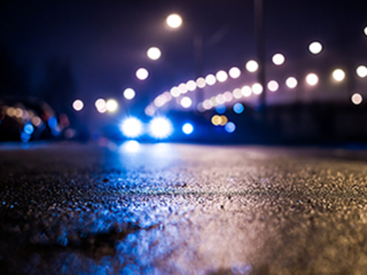 Headlights At Night On Road